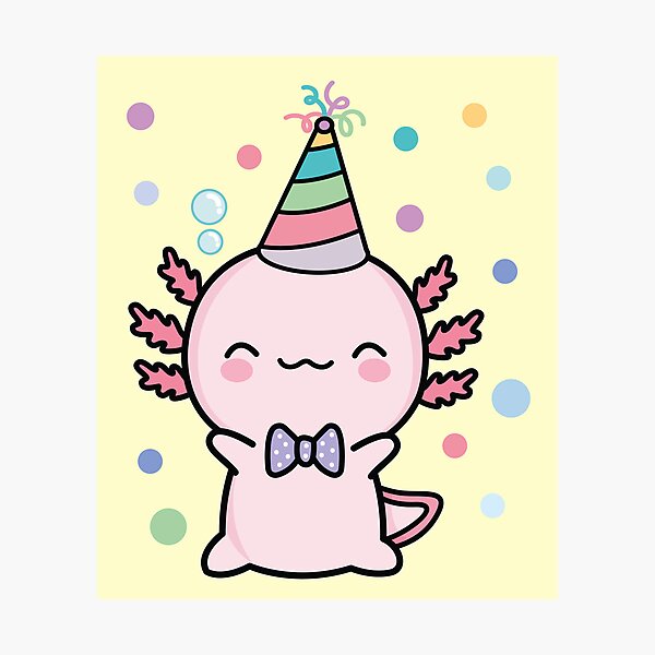 "Axolotl Happy Birthday" Photographic Print by XoTheMonster | Redbubble