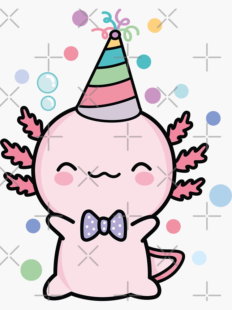 "Axolotl Happy Birthday" Sticker by XoTheMonster | Redbubble