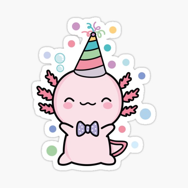 "Axolotl Happy Birthday" Sticker by XoTheMonster | Redbubble