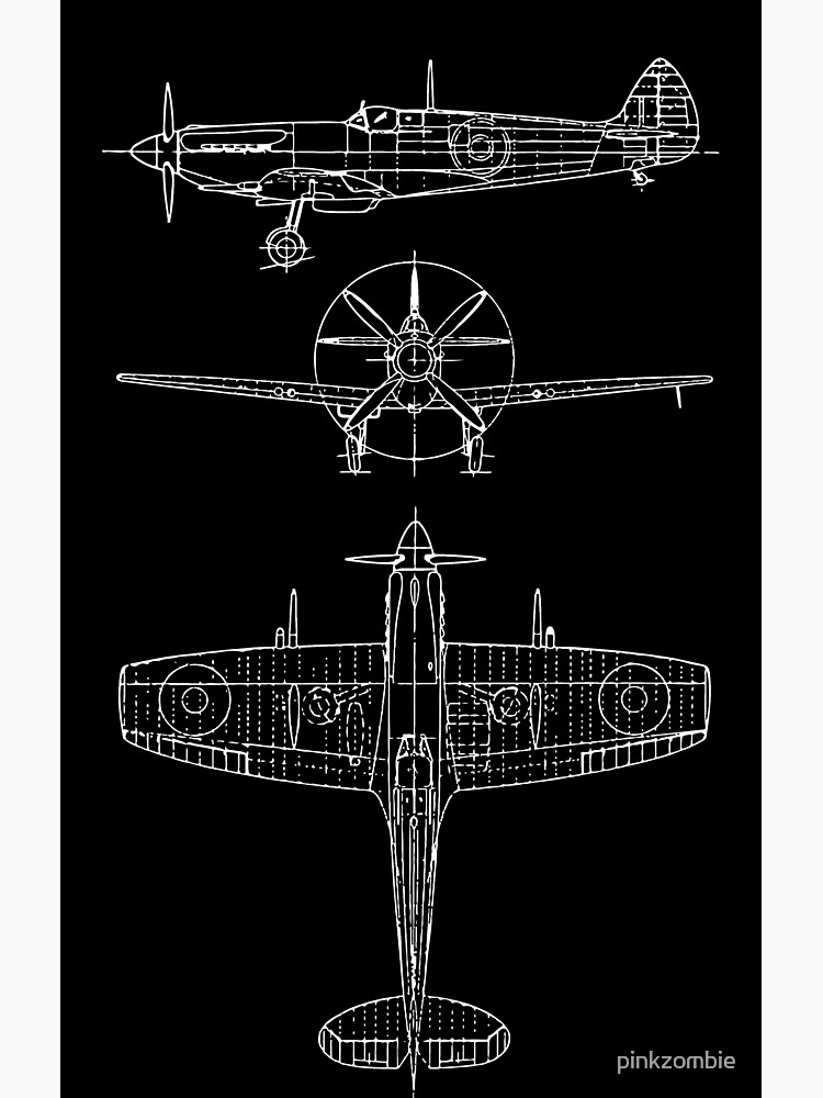 "Spitfire aircraft blueprints" Art Print by pinkzombie | Redbubble