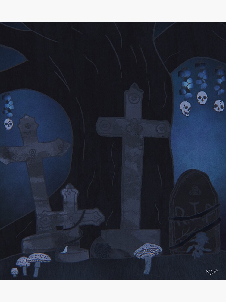 "Ethereal Graveyard " Sticker for Sale by AvriDraws | Redbubble