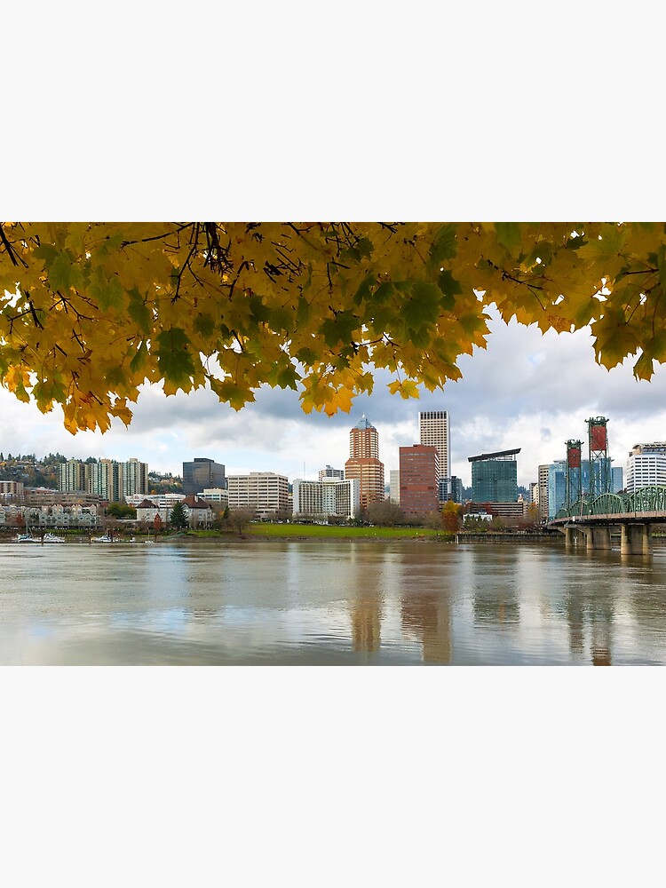 "Portland City Skyline Under Fall Foliage" Poster by davidgnsx1 | Redbubble
