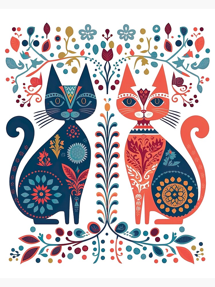 "Hygge Scandinavian Cottagecore Design of Fantasy Cats" Poster for Sale ...