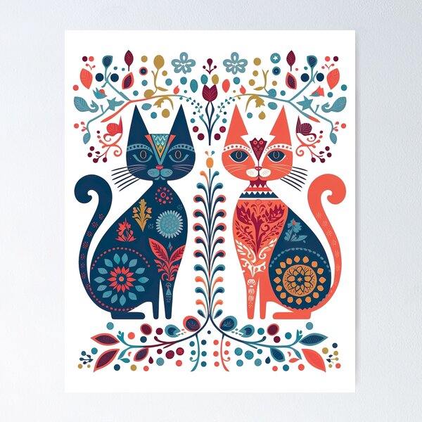 "Hygge Scandinavian Cottagecore Design of Fantasy Cats" Poster for Sale ...