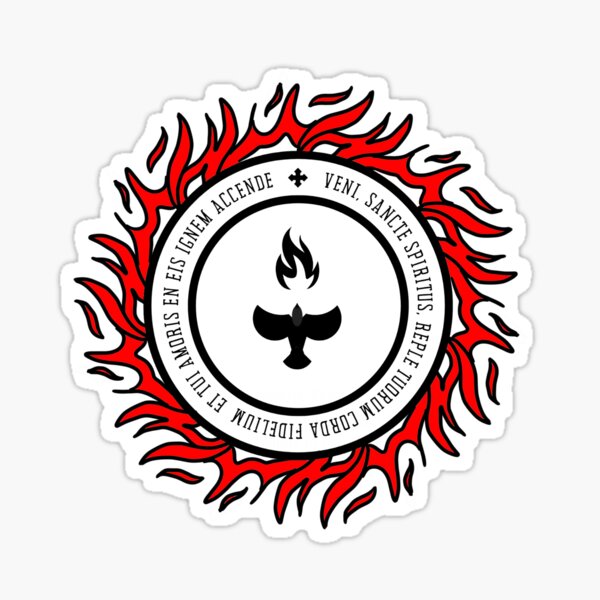 "Flames of the Holy Spirit Dove Black White and Red Catholic With Latin ...