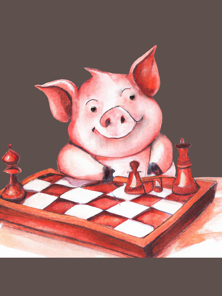 "Pig playing chess-AI generated art " Essential T-Shirt for Sale by ...