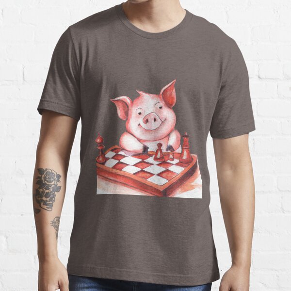"Pig playing chess-AI generated art " Essential T-Shirt for Sale by ...