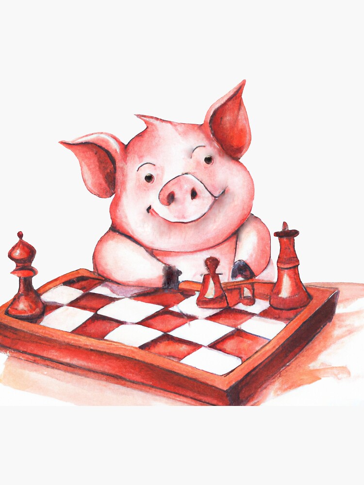 "Pig playing chess-AI generated art " Sticker for Sale by Frostp ...
