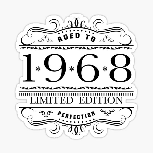 "1968 Classic Birthday" Sticker by thepixelgarden | Redbubble