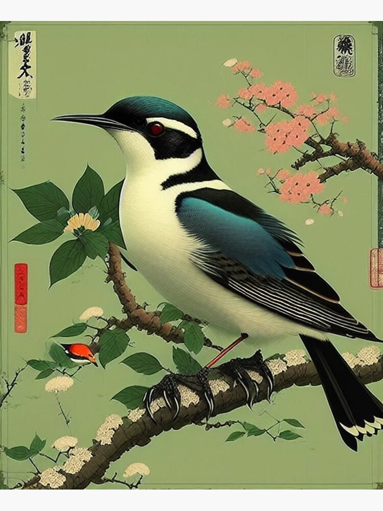 "Vintage Japanese Bird Art" Sticker for Sale by BiancaDPetals | Redbubble