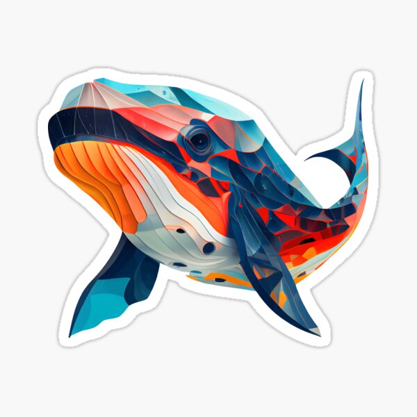"Abstract Whale Art: A Colorful Twist on Wildlife Imagery" Sticker for ...