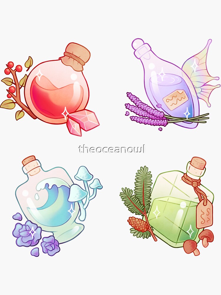 "Magic Potions" Sticker for Sale by theoceanowl | Redbubble