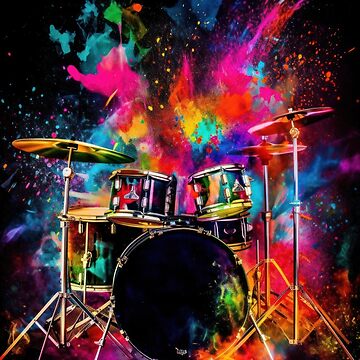 "Drumset with exploding colors" Art Board Print for Sale by art8085 ...