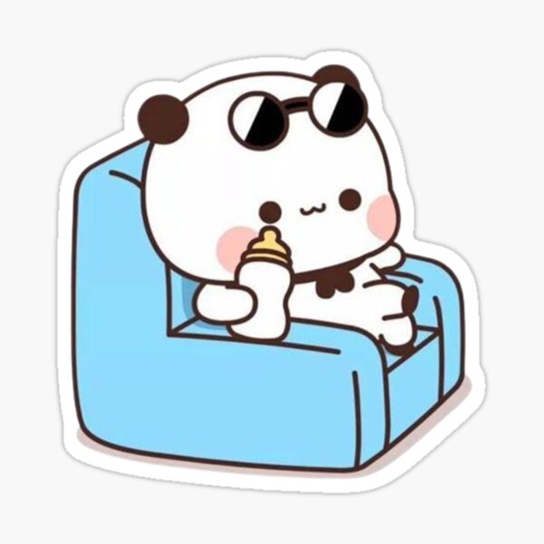 "BuBu Panda drinking milk waiting her DuDu Bear ️" Sticker for Sale by ...