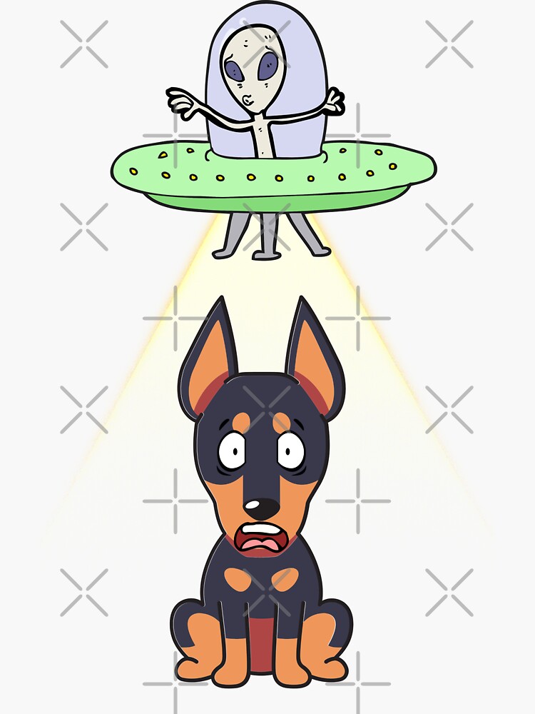 "Funny Guard Dog is being abducted by aliens" Sticker for Sale by Pet ...