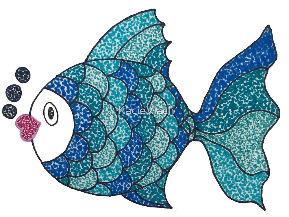 "Beautiful Blue Pointillism Fish " by KacieVlach | Redbubble