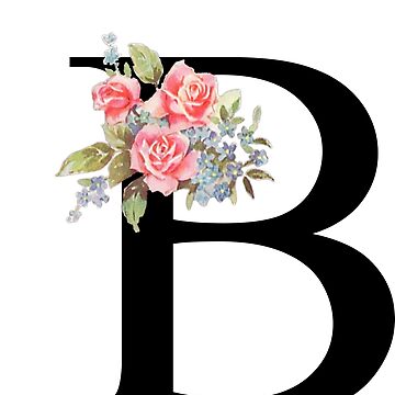 "Letter B Botanical Monogram Floral Pink Rose Flowers B Initial ...