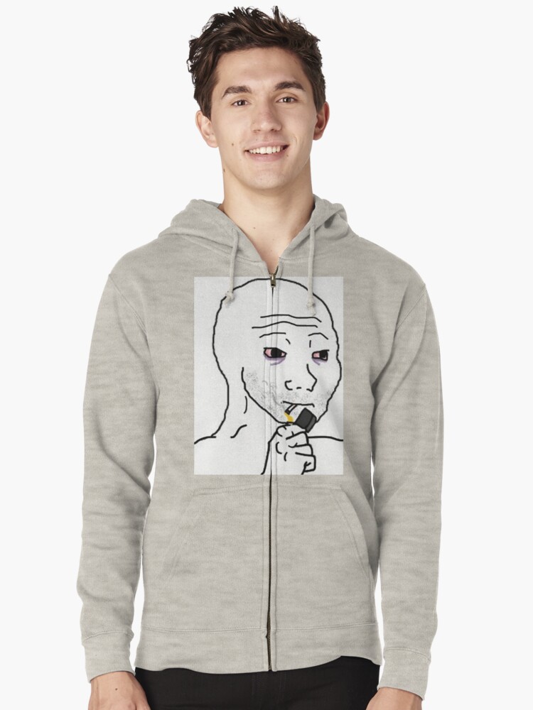"Wojak Smoking" Zipped Hoodie by neomeme | Redbubble