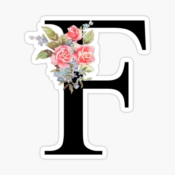 "Letter F Botanical Monogram Floral Pink Rose Flowers F Initial ...