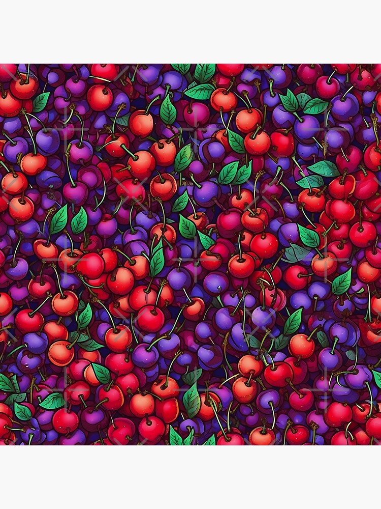 "Bunches of cherries" Sticker for Sale by GammarayPrints | Redbubble