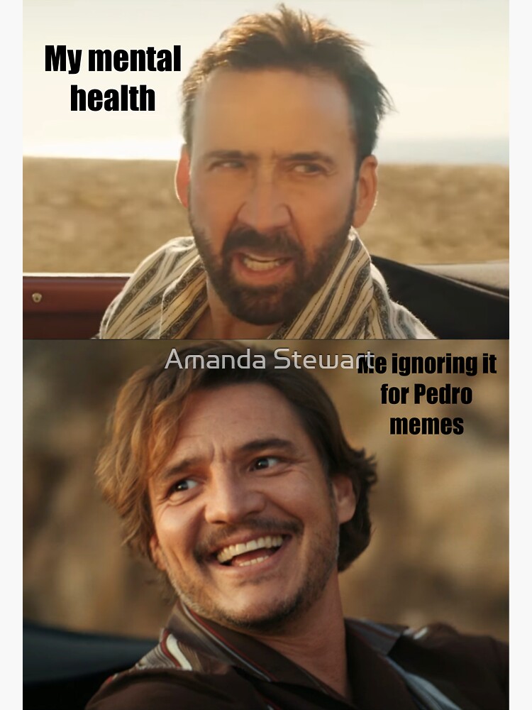 Pedro Pascal & Nicolas Cage Meme Sticker, Funny Pedro Pascal Meme Love ...