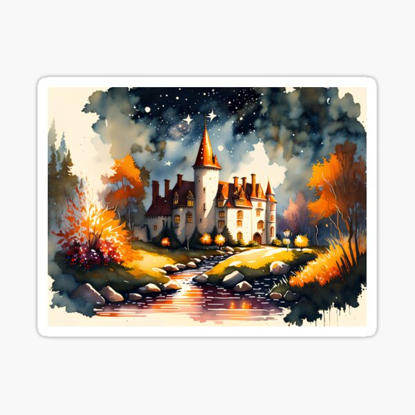 "Fantasy Citadel" Sticker for Sale by BlackWyvernArt | Redbubble