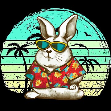 "Easter Hawaiian Bunny Retro Sunset Rabbit In Tropical Island Floral ...