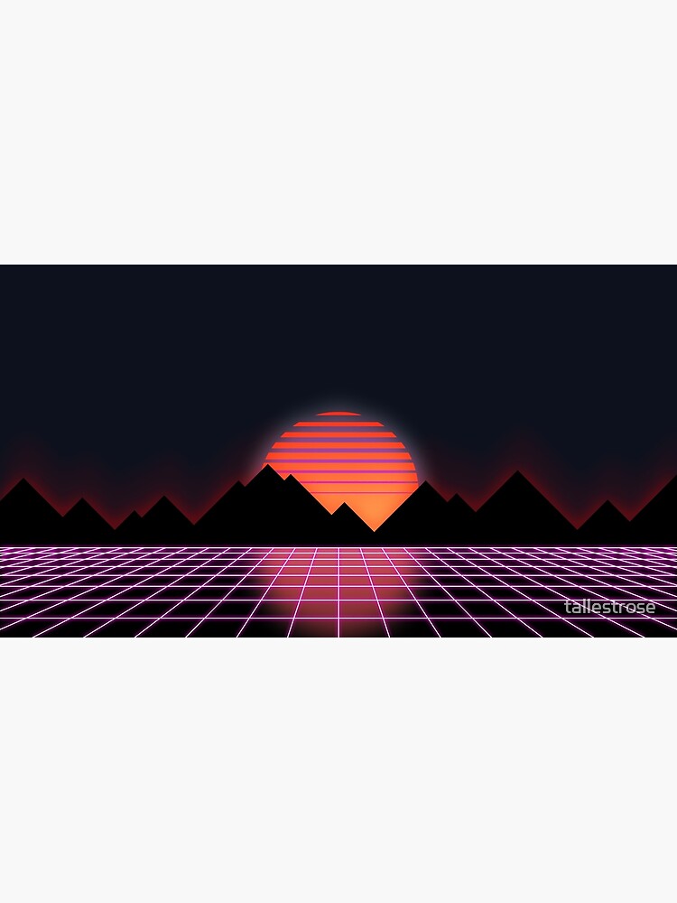 80s Retro Grid & Rising Sun - "Event Horizon" Premium Matte Vertical ...