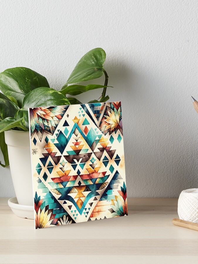 "A Southwestern Aztec Design with Flowers- Boho Chic Patterns" Art ...
