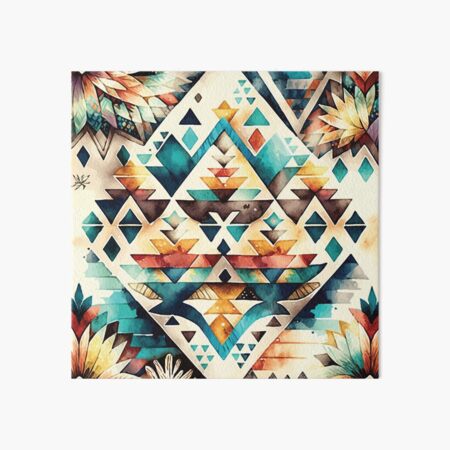 "A Southwestern Aztec Design with Flowers- Boho Chic Patterns" Art ...