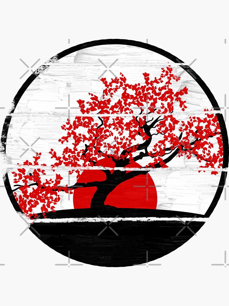 "Red Painted Simple Cherry Tree Japanese Red sun - Japanese Cherry Tree ...