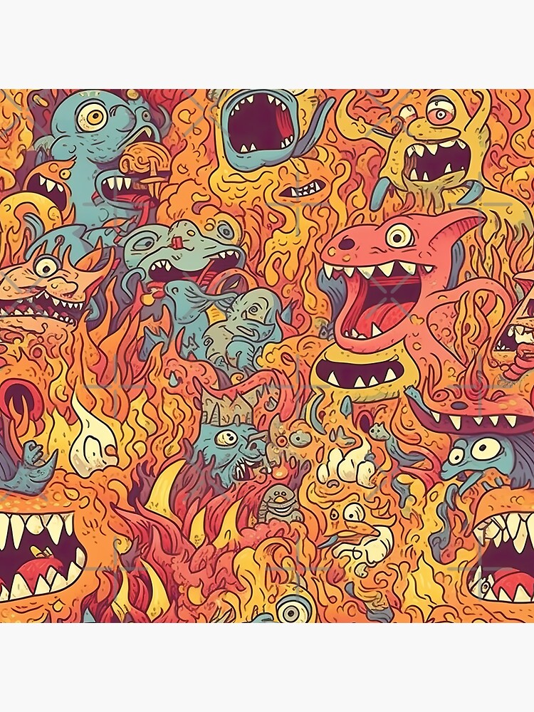 "Fine Chaos Pattern - Repeating "This Is Fine" Meme with Demented ...