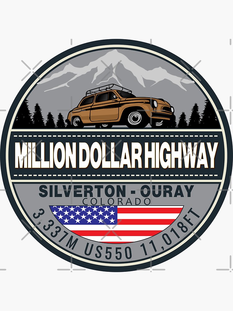 "Million Dollar Highway | Colorado | Car" Sticker for Sale by ...