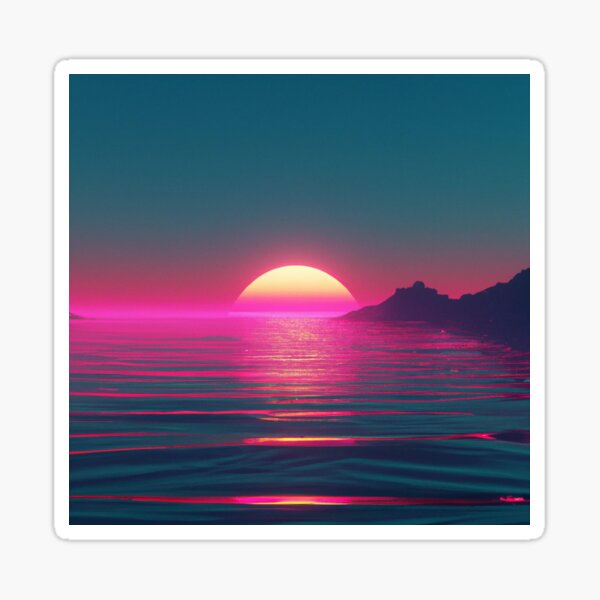 "Vaporwave Sunrise at the ocean" Sticker for Sale by iKON1K | Redbubble