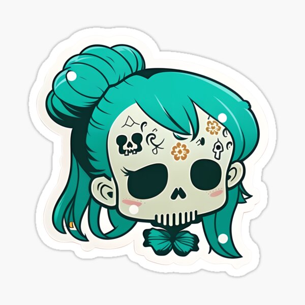"Cute Chibi SkullGirl" Sticker for Sale by RoboRembrandt | Redbubble