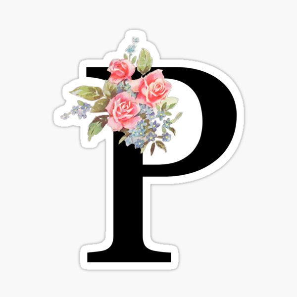 "Letter P Botanical Monogram Floral Pink Rose Flowers P Initial ...