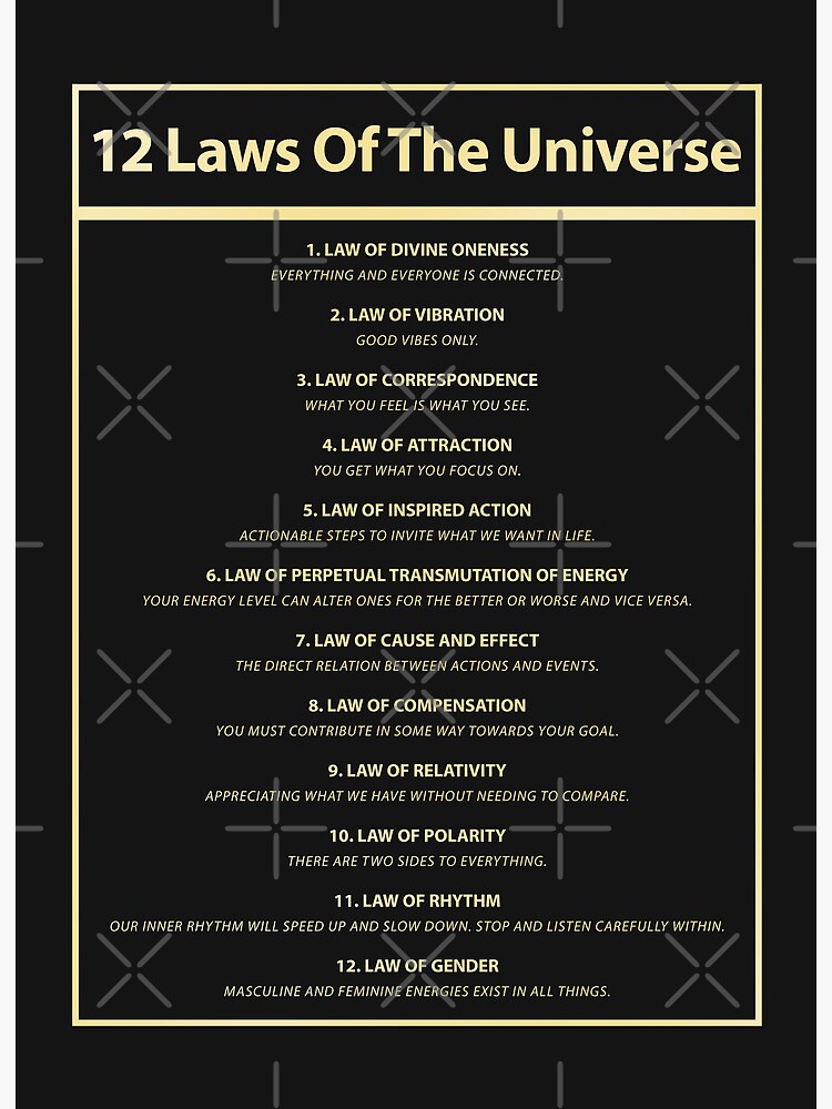 "12 Laws Of The Universe Art Manifestation Spiritual Attraction Print ...