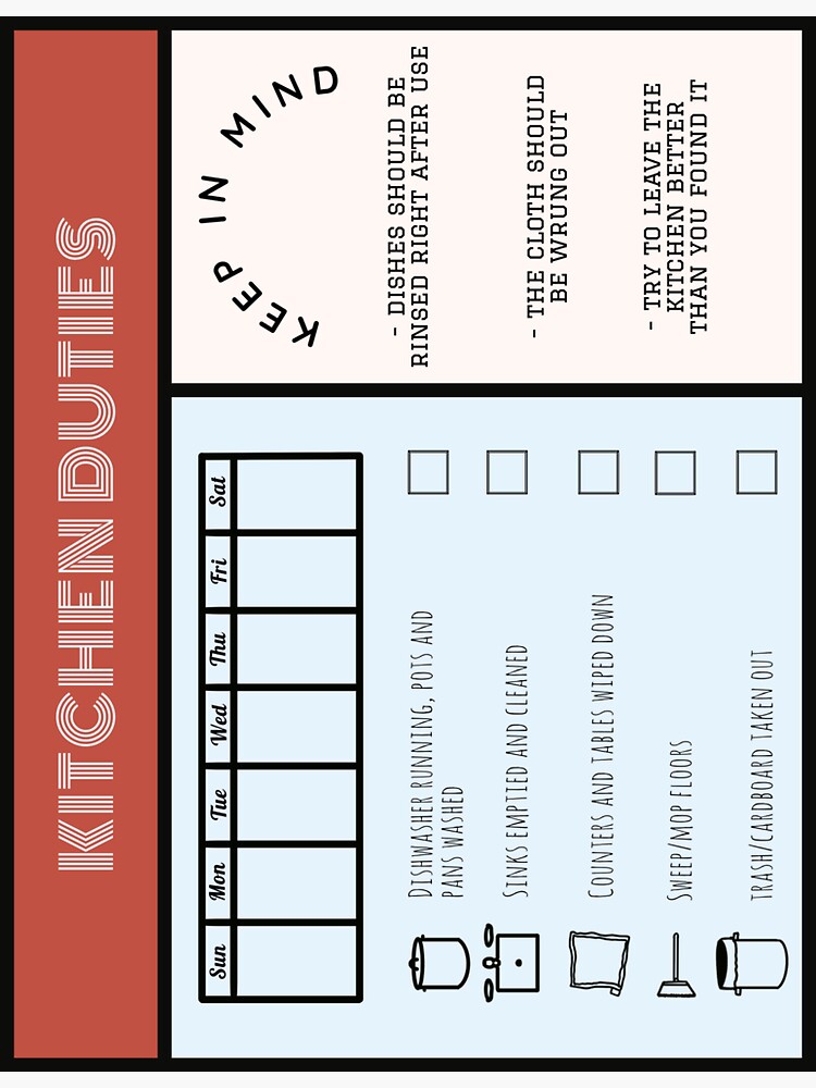 Kitchen Duties Chart