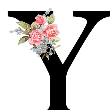 "Letter Y Botanical Monogram Y Floral Pink Rose Flowers Y Initial ...