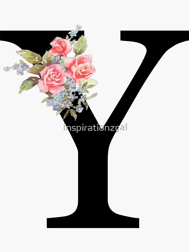 "Letter Y Botanical Monogram Y Floral Pink Rose Flowers Y Initial ...
