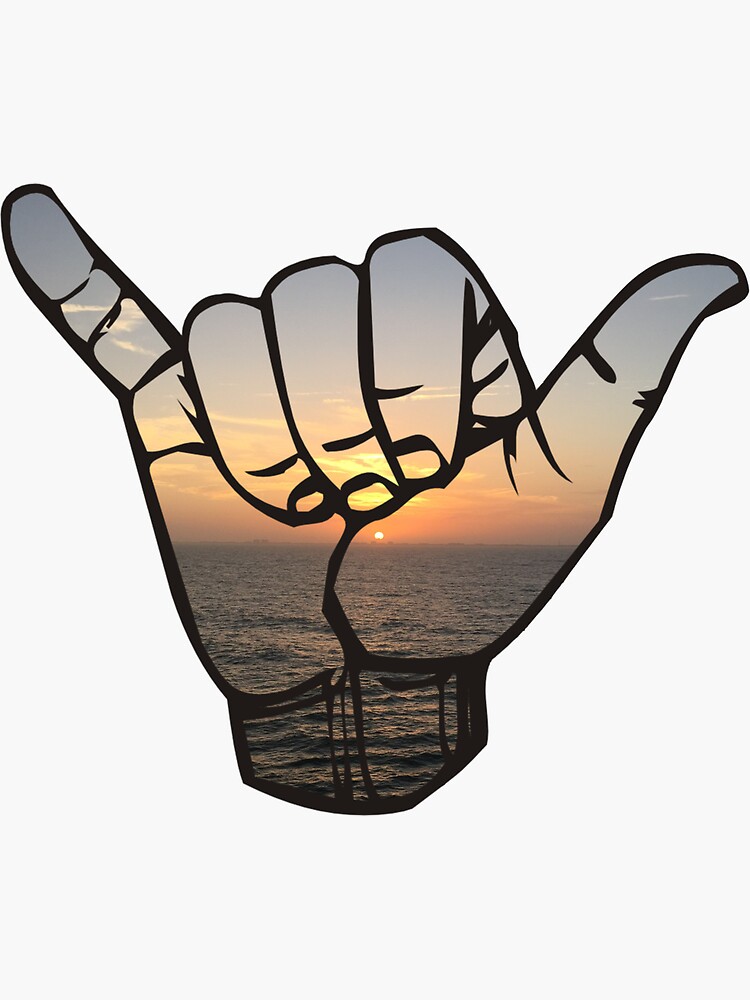 "Sunset Shaka" Sticker by EJjoseph | Redbubble