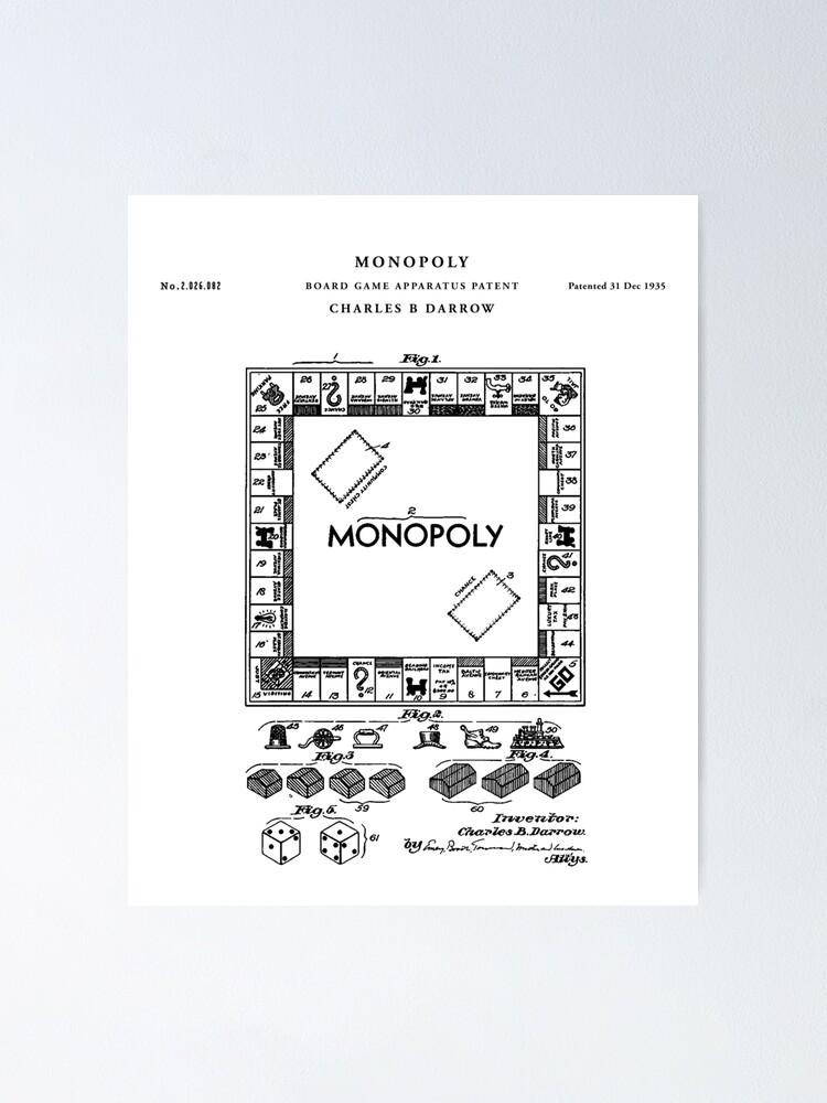 "Monopoly Patent Drawing Blueprint" Poster by Vintago | Redbubble