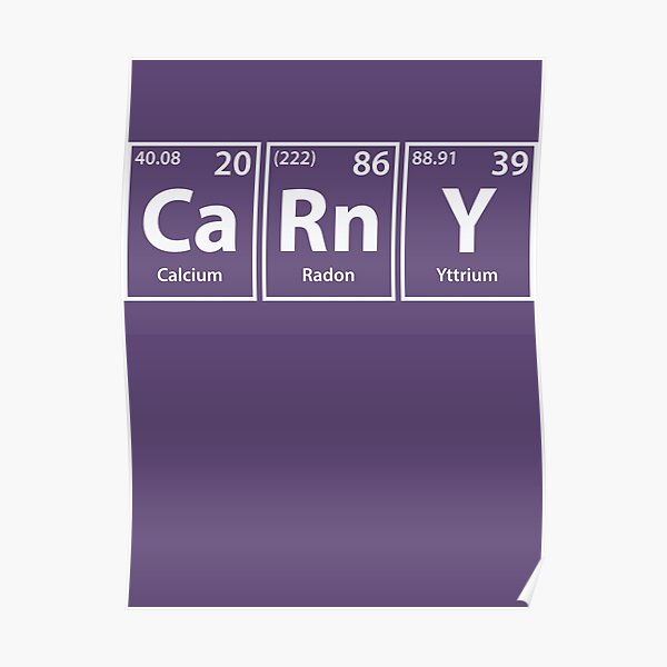 "Carny (Ca-Rn-Y) Periodic Elements Spelling" Poster by cerebrands ...