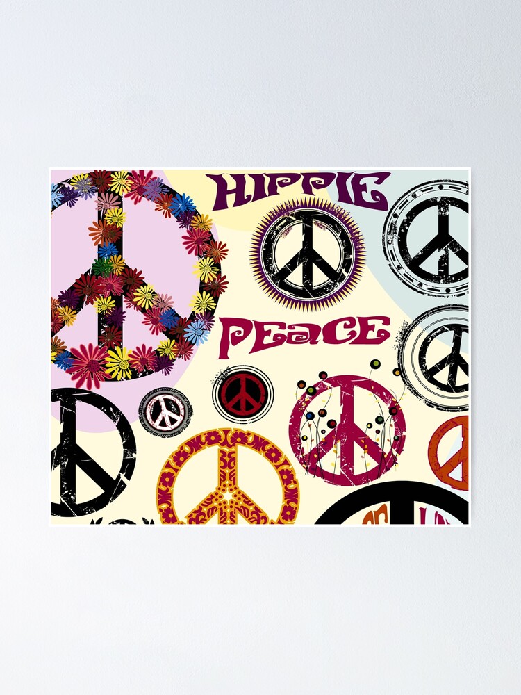 "Flower Power Peace And Love Hippie " Poster by CroDesign | Redbubble