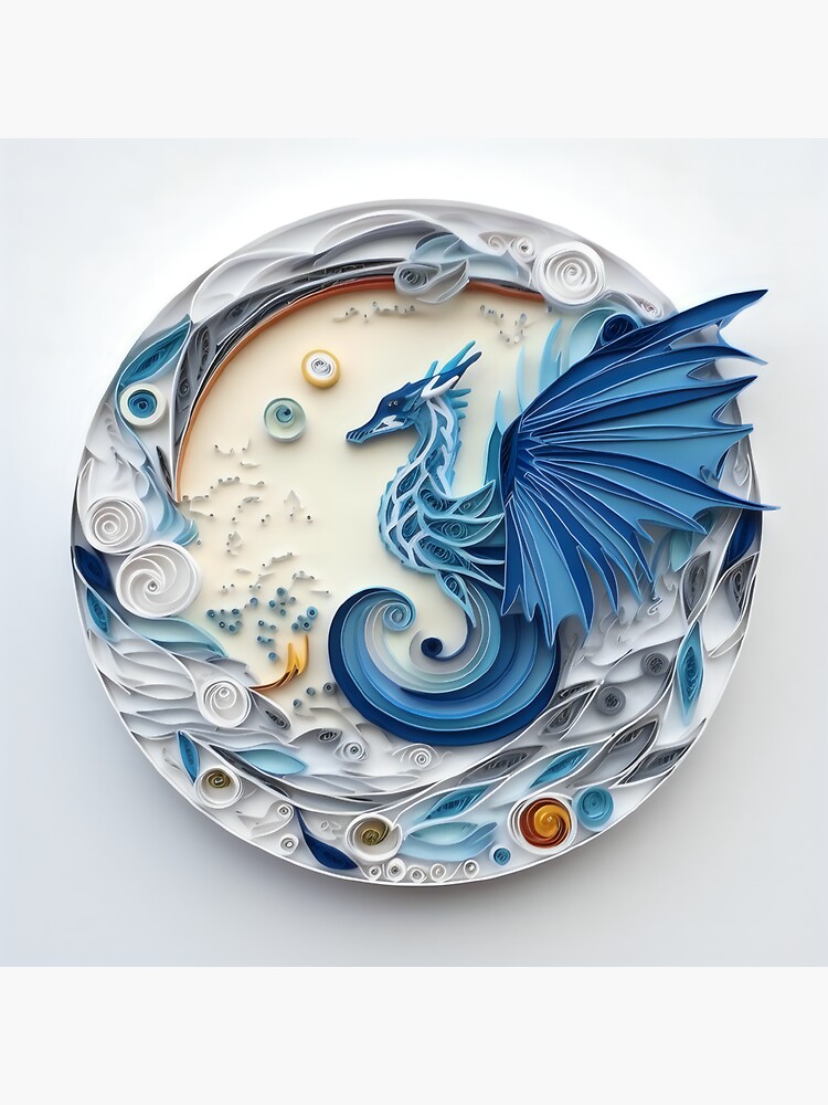 "Water Dragon - Quilled Paper Artwork - AI Generated" Sticker by ...