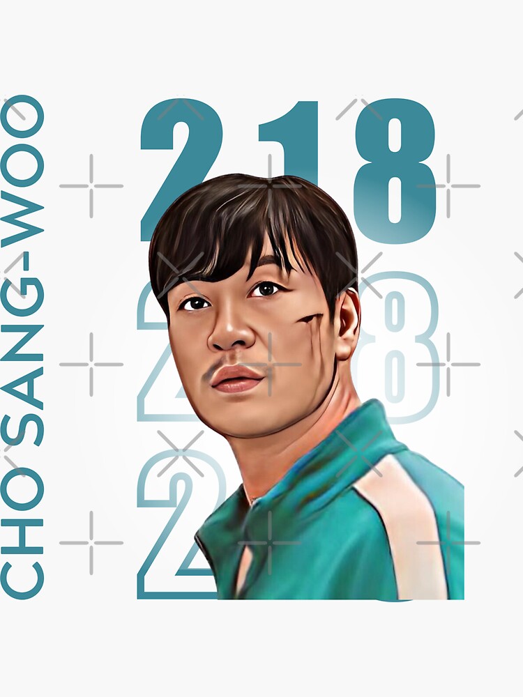 "SQUID GAME Player 218 CHO SANG-WOO" Sticker for Sale by ...