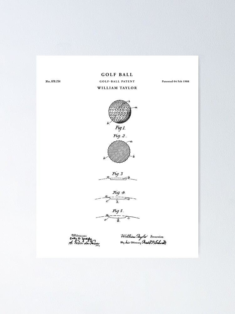 "Golf ball Patent Drawing Blueprint" Poster by Vintago | Redbubble