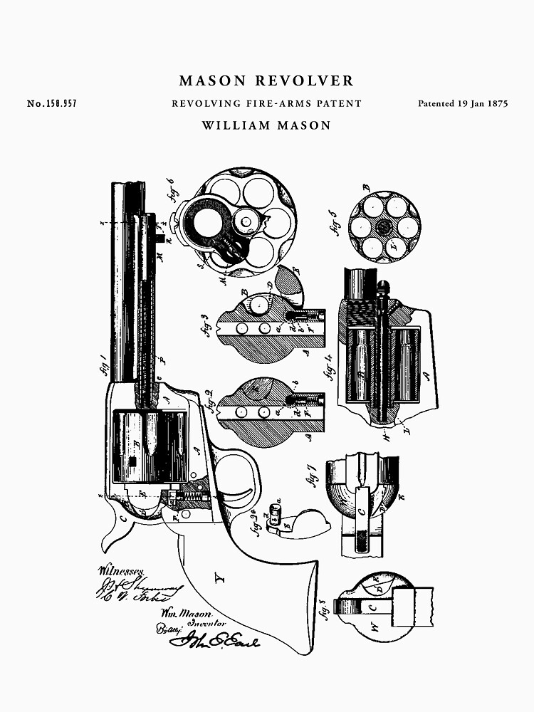"revolver Patent Drawing Blueprint" T-shirt by Vintago | Redbubble