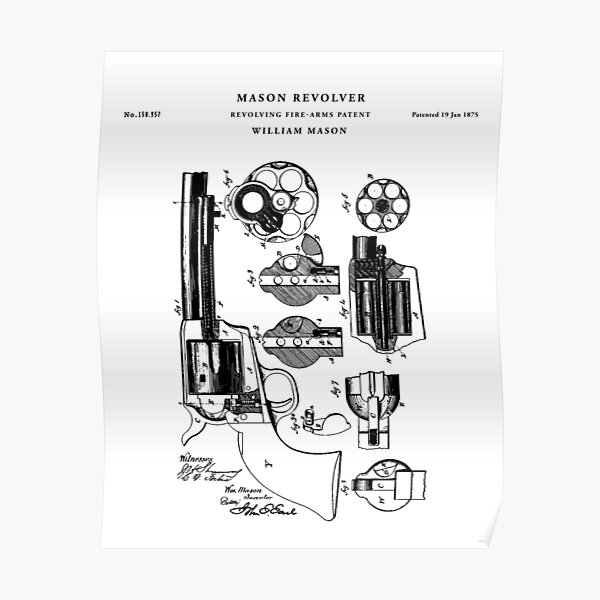 "revolver Patent Drawing Blueprint" Poster by Vintago | Redbubble