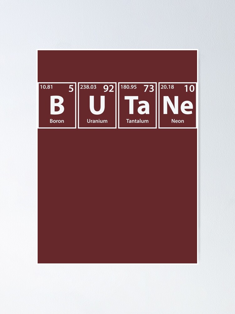 "Butane (B-U-Ta-Ne) Periodic Elements Spelling" Poster for Sale by ...